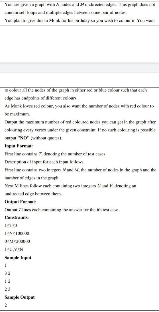 Solved You Are Given A Graph With N Nodes And M Undirected 