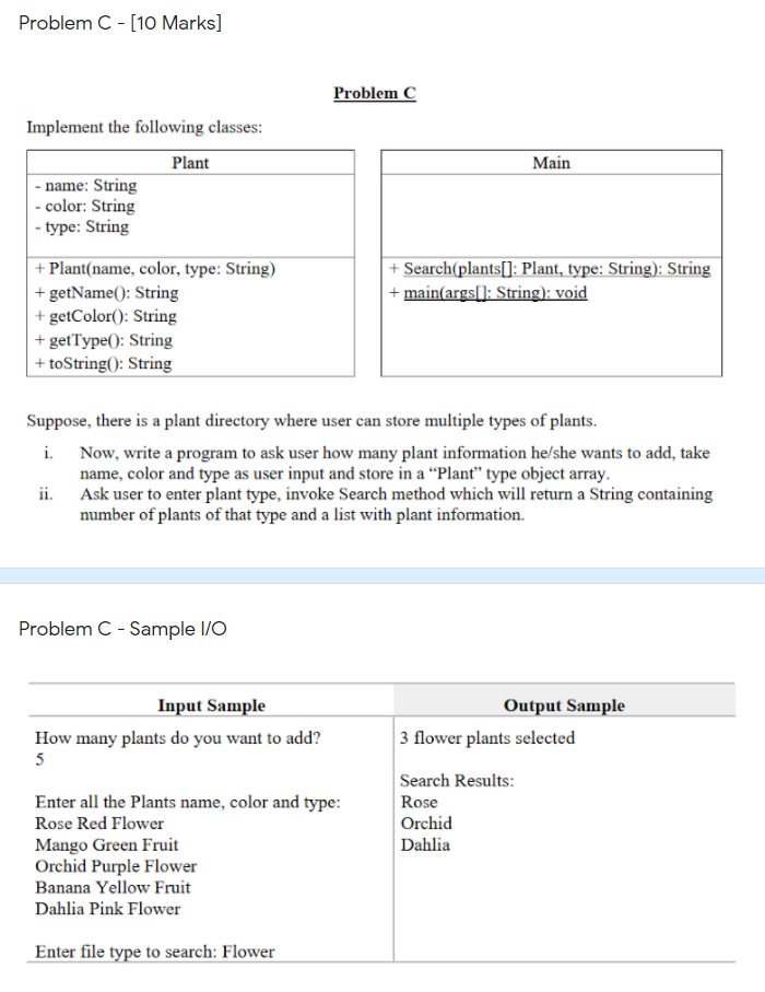 Solved Problem C - [10 Marks] Problem C Main Implement the | Chegg.com