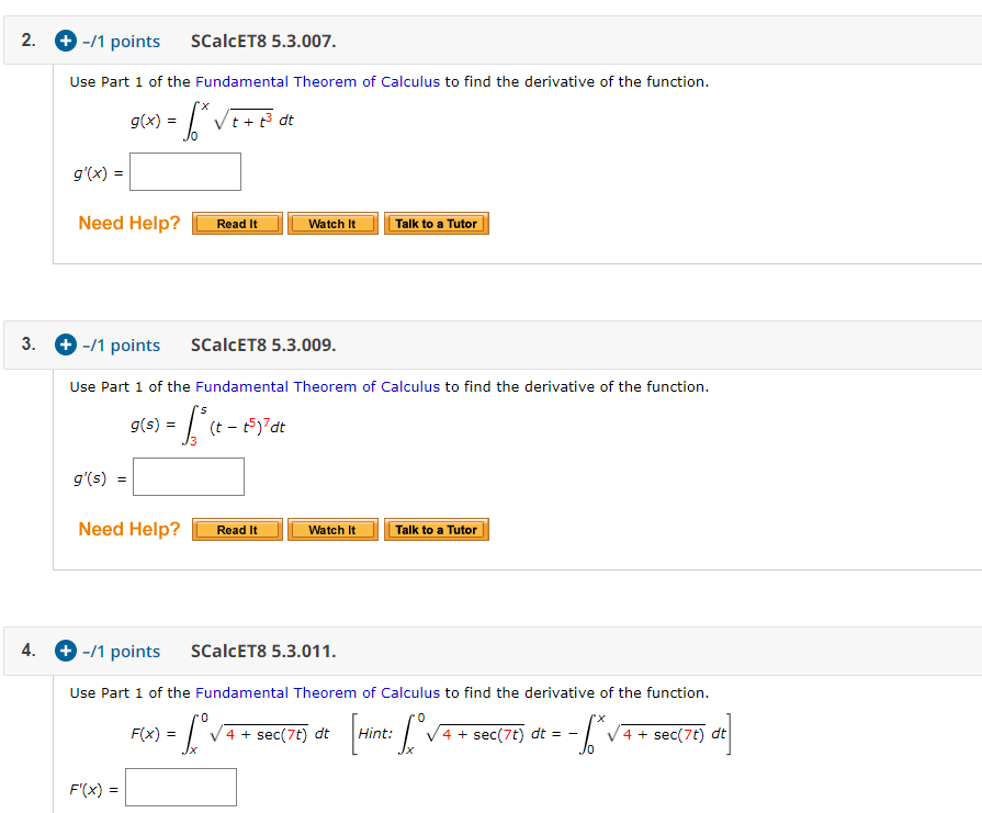 Solved + -/1 points SCalcET8 5.3.007 2. Use Part 1 of the | Chegg.com
