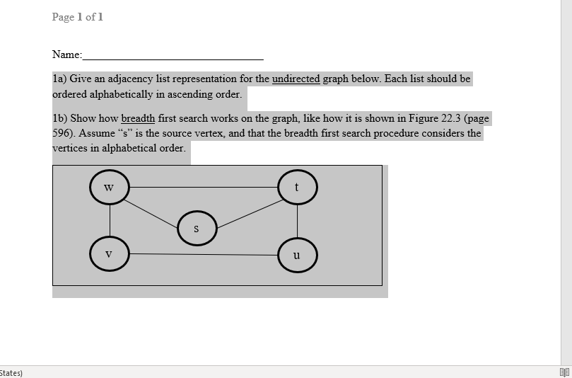 Solved 2a) Give an adjacency list representation for the | Chegg.com