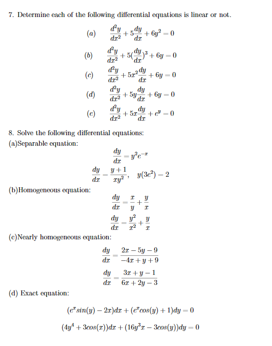 Solved 7. Determine each of the following differential | Chegg.com