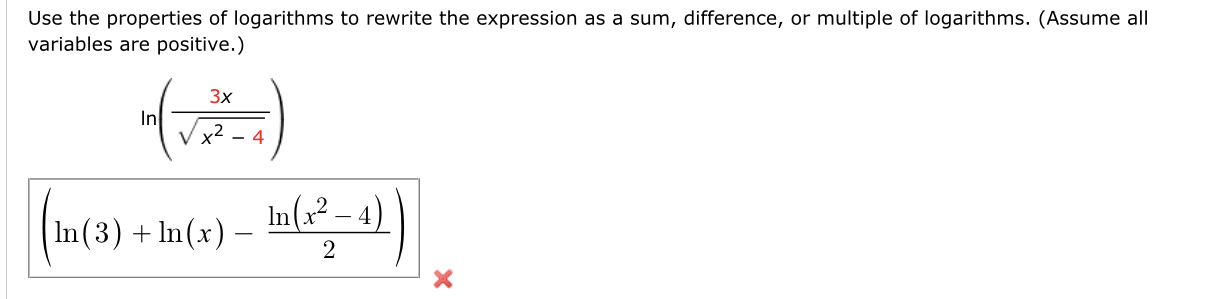 Solved Use the properties of logarithms to rewrite the | Chegg.com