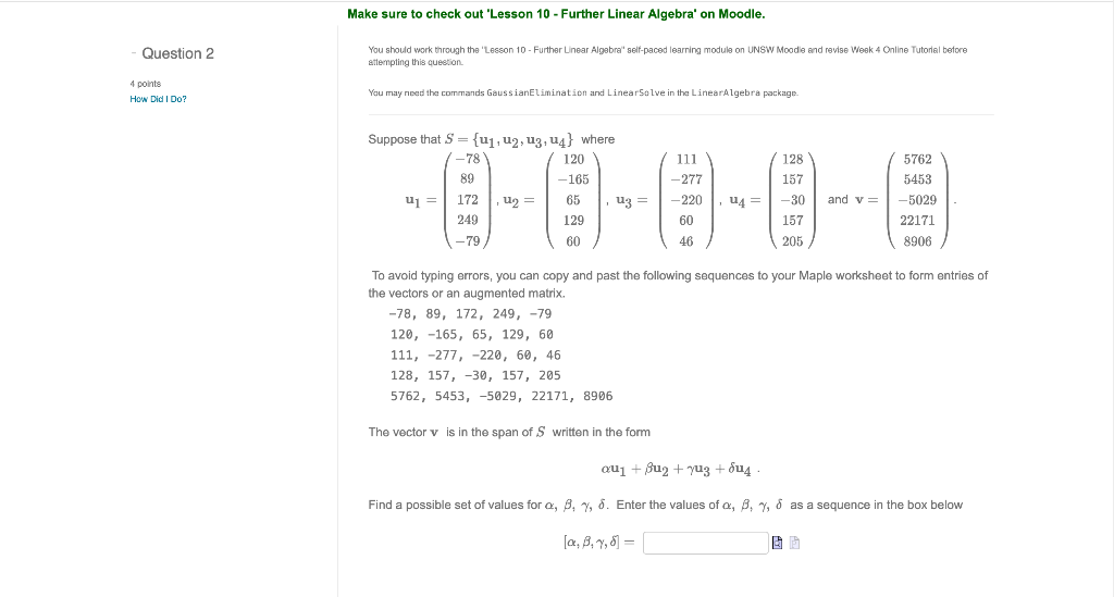 Solved Make sure to check out 'Lesson 10 - Further Linear | Chegg.com