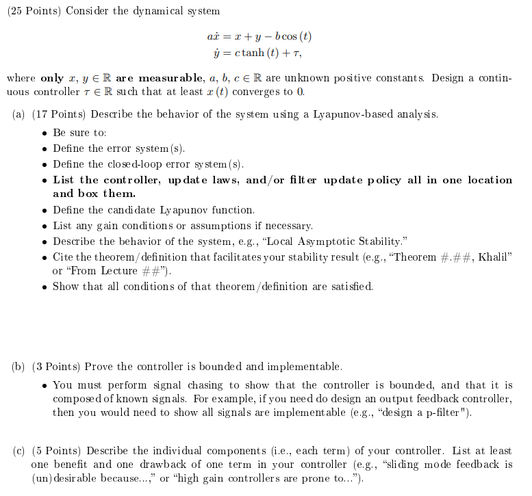 Solved (25 ﻿Points) ﻿Consider the dynamical | Chegg.com