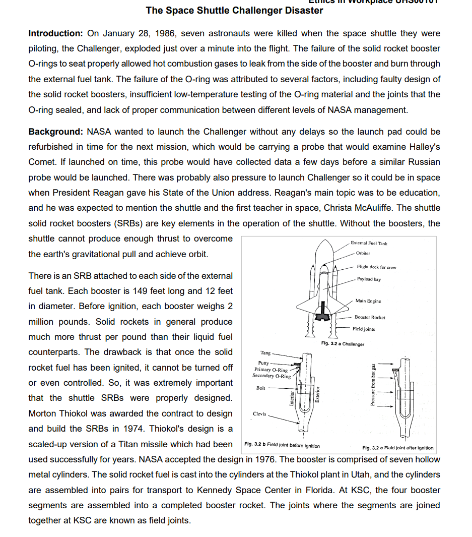 Introduction: On January 28, 1986, seven astronauts | Chegg.com