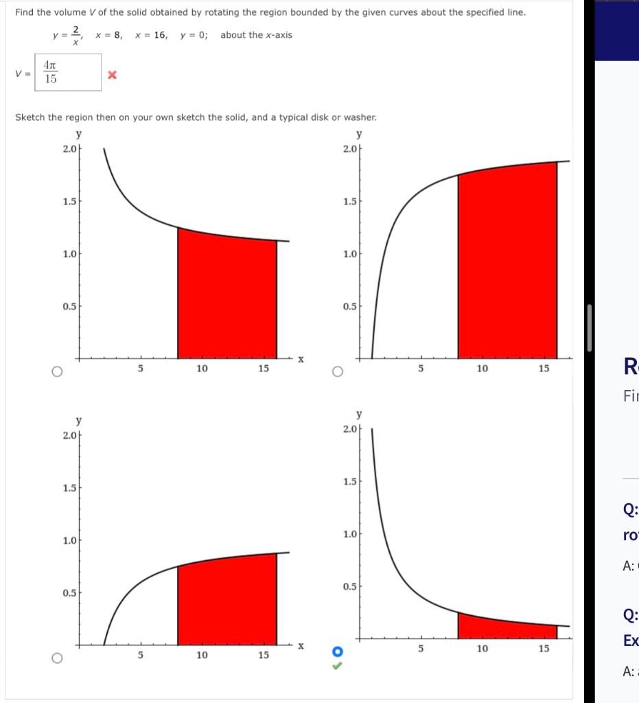 Solved Find the volume V of the solid obtained by rotating | Chegg.com