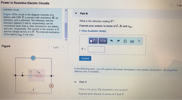 Solved Power in Resistive Electric Circuits resistive | Chegg.com