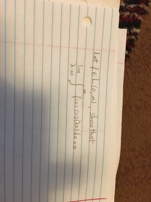 Solved Let F Elementof L 0 Infinity Show That Limx 