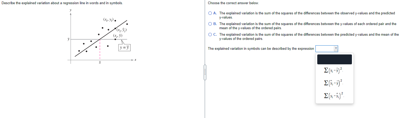 Solved Describe the explained variation about a regression | Chegg.com