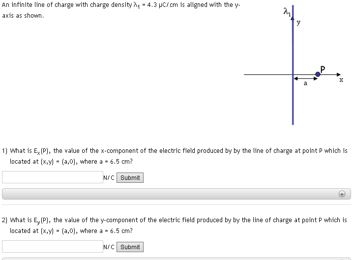 Solved An infinite line of charge with charge density My = | Chegg.com