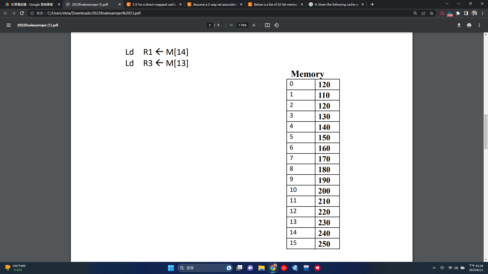 Solved 4. Given the following cache with two cache lines and | Chegg.com