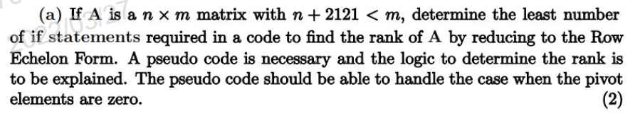 Solved (a) If A is a n x m matrix with n +2121
