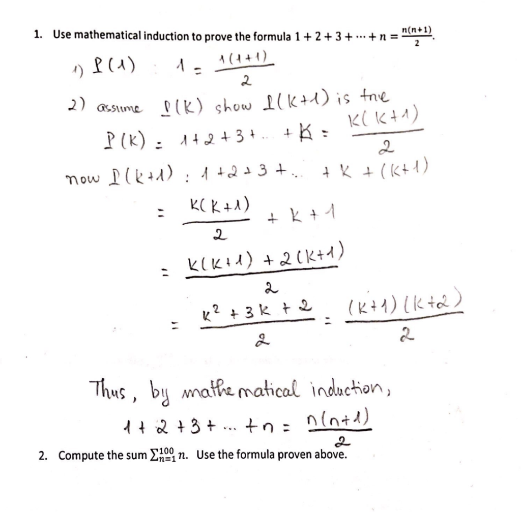 Solved 1. Use mathematical induction to prove the formula 1+ | Chegg.com