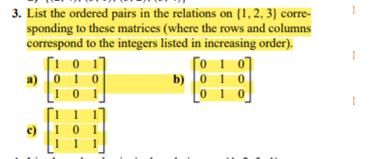Solved 3. List the ordered pairs in the relations on {1, 2, | Chegg.com