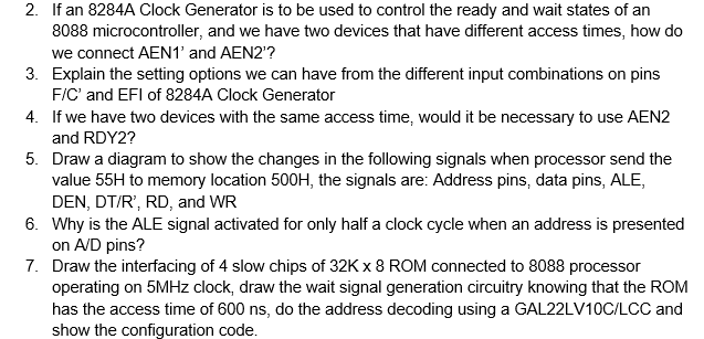 2. If an 8284A Clock Generator is to be used to | Chegg.com