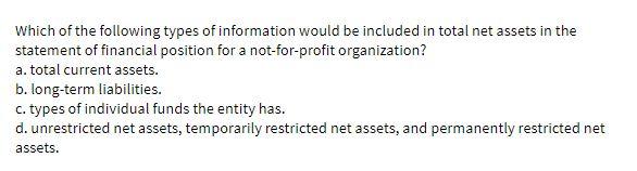 Solved Which of the following types of information would be | Chegg.com