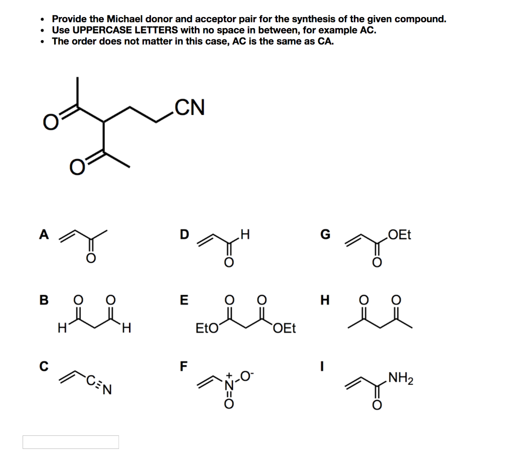 Solved • Provide the Michael donor and acceptor pair for the | Chegg.com