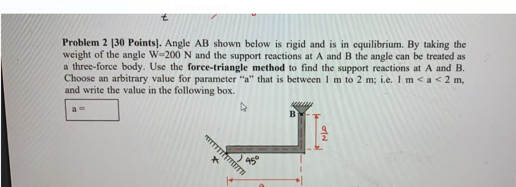 Solved Problem 2 [30 Points). Angle AB shown below is rigid | Chegg.com