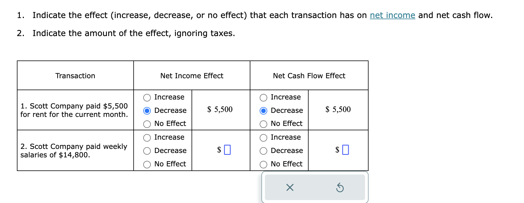 Solved 1. Indicate the effect (increase, decrease, or no | Chegg.com