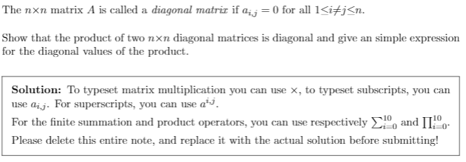 Solved The nxn matrix A is called a diagonal matriz if Qij = | Chegg.com