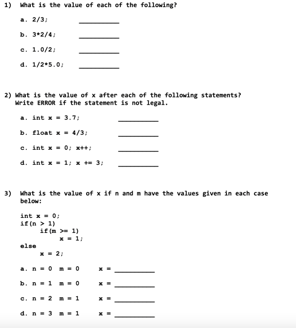 Solved 1) What is the value of each of the following? a. | Chegg.com