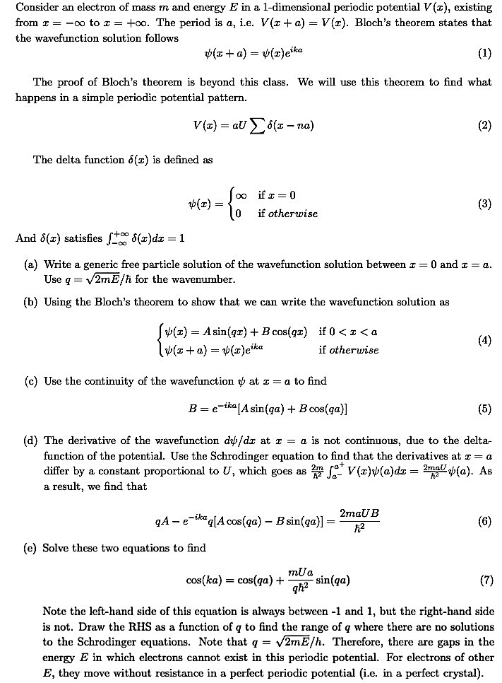 Solved Consider an electron of mass m and energy E in a | Chegg.com