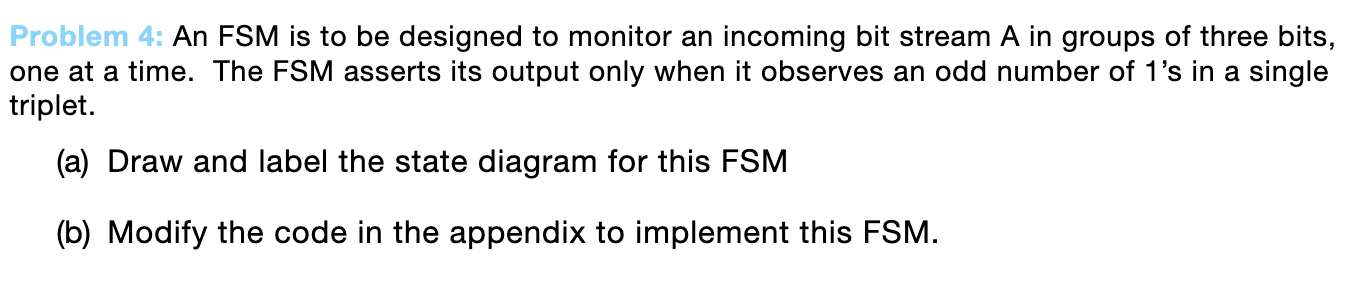 Solved Problem 4: An FSM is to be designed to monitor an | Chegg.com