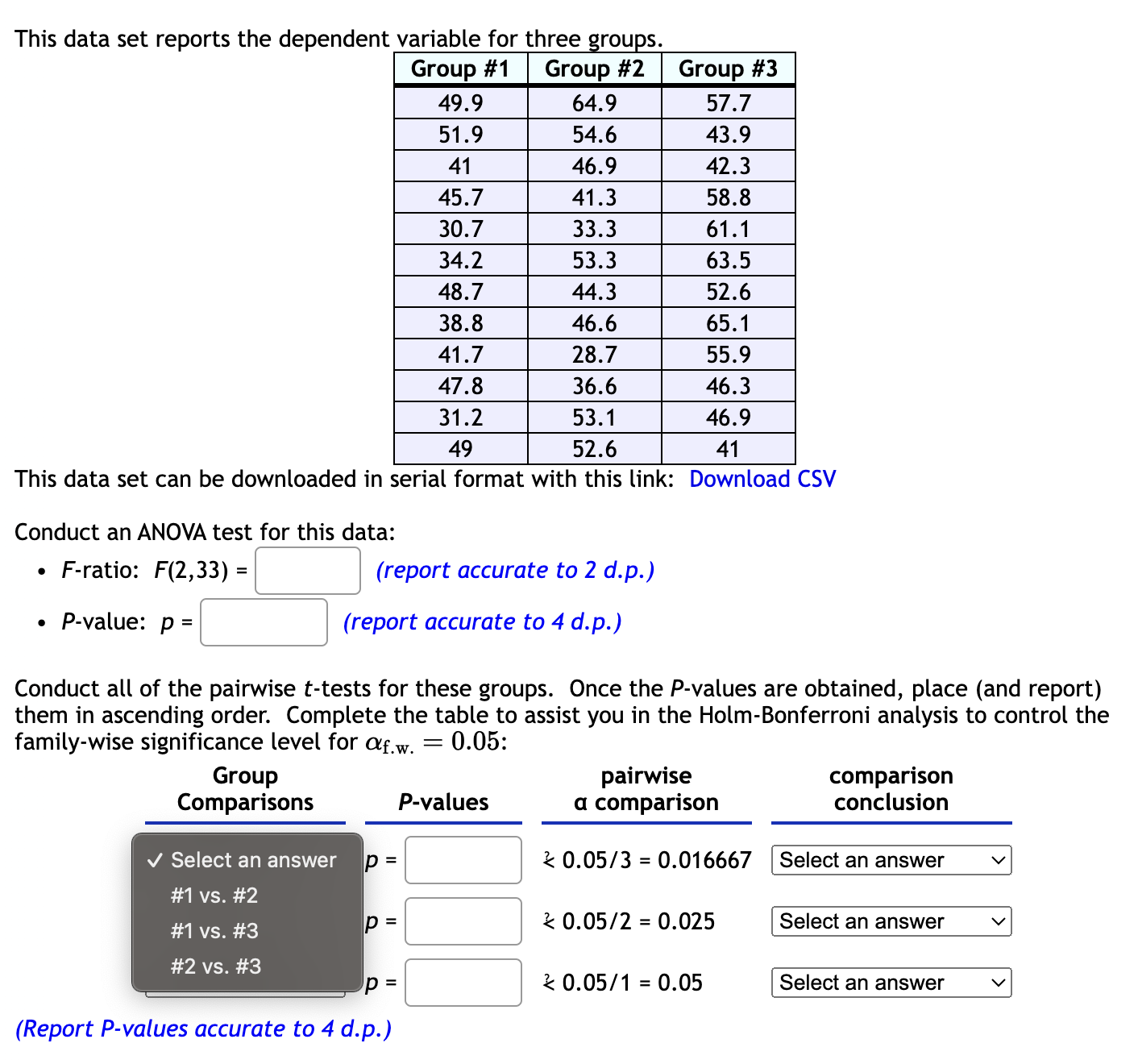 Solved This data set reports the dependent variable for | Chegg.com