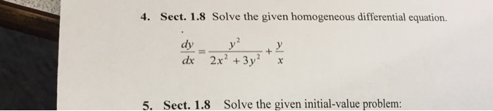 Solved Solve the given homogeneous differential equation. | Chegg.com
