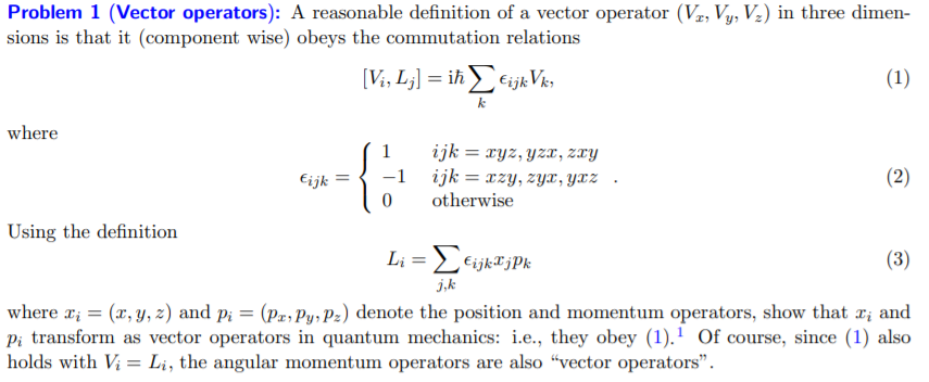 Solved Problem 1 (Vector operators): A reasonable definition | Chegg.com