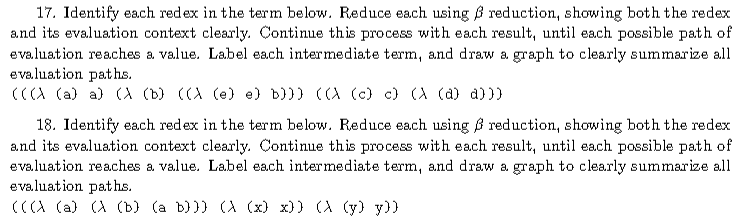 Solved 17. Identify each redex in the term below. Reduce | Chegg.com