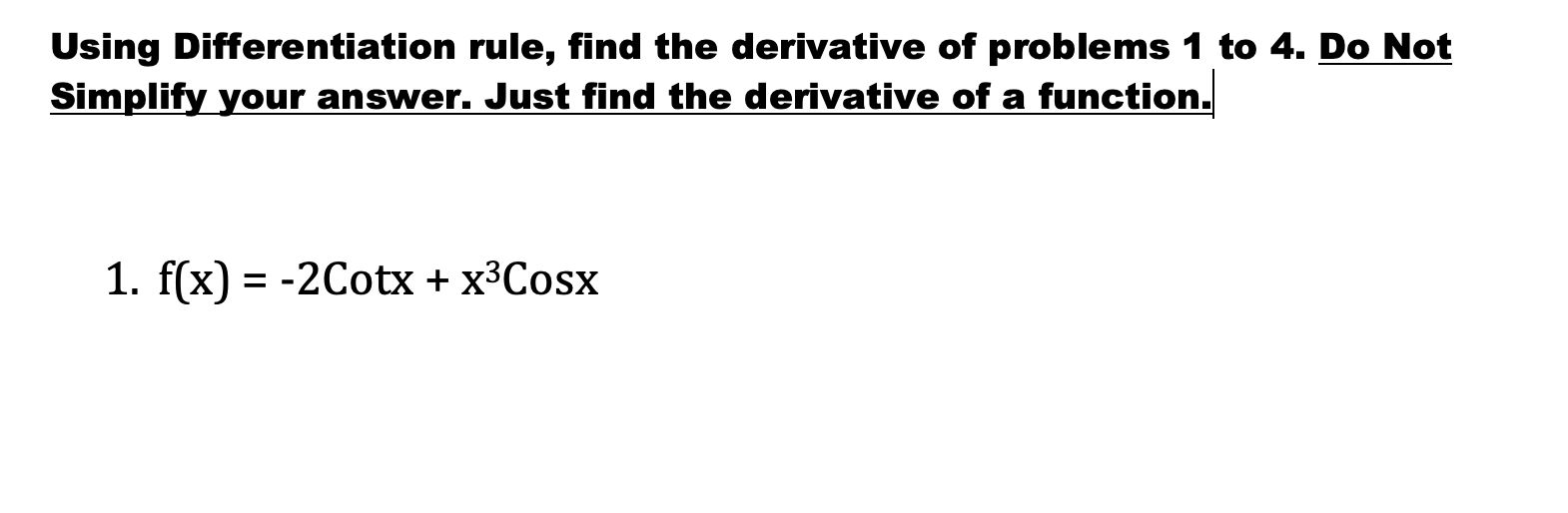 Solved Using Differentiation rule, find the derivative of | Chegg.com