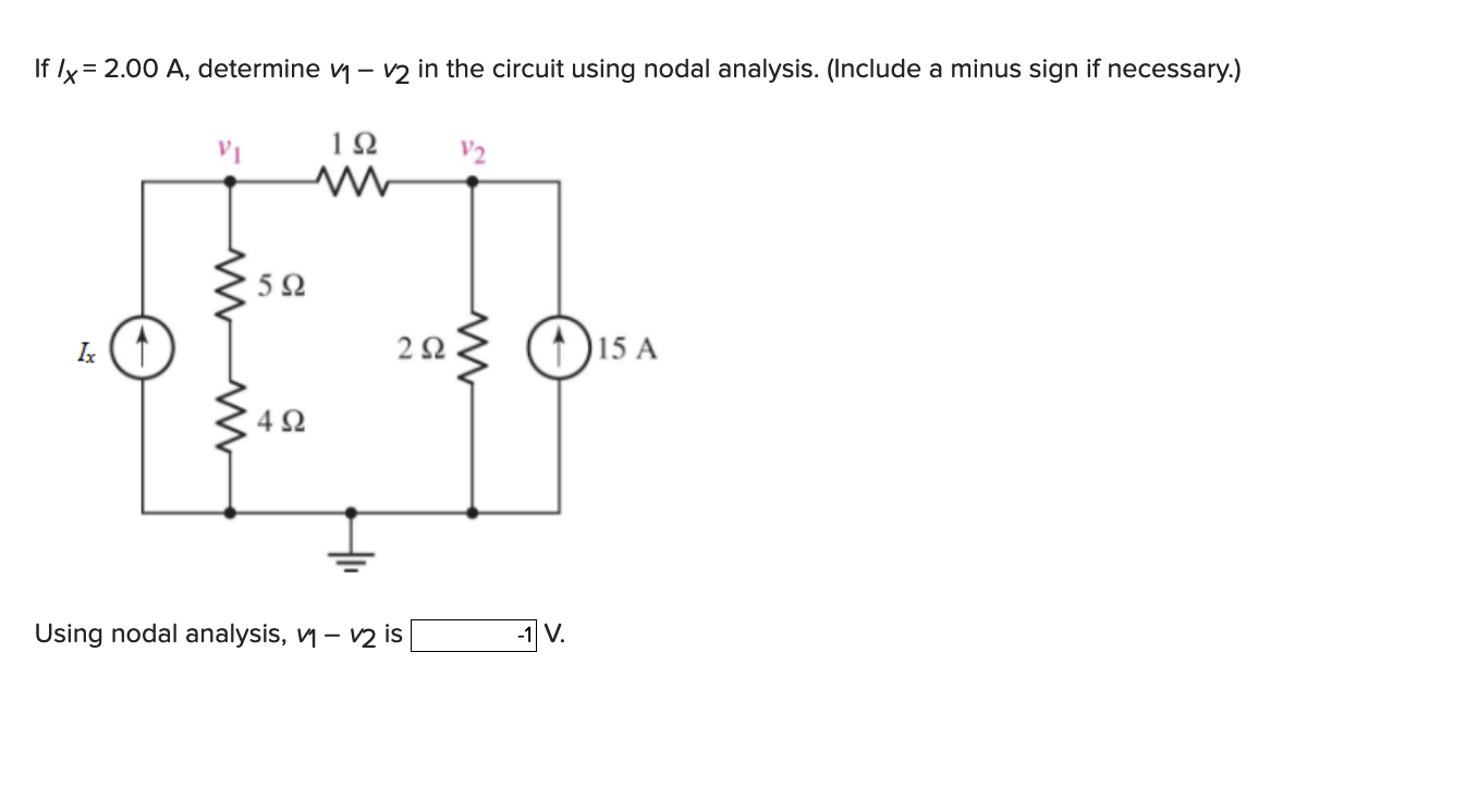 If lx=2.00A, ﻿determine v1-v2 in ﻿the circuit using | Chegg.com