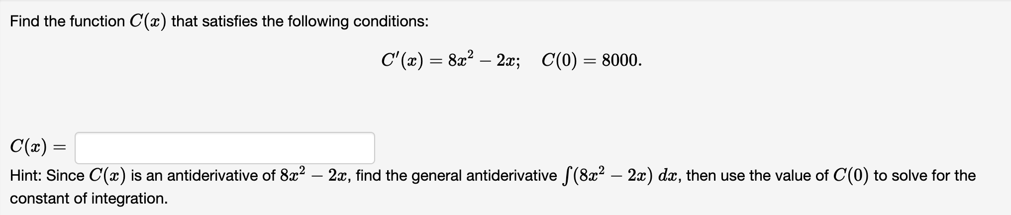 Solved Find the function C(x) that satisfies the following | Chegg.com