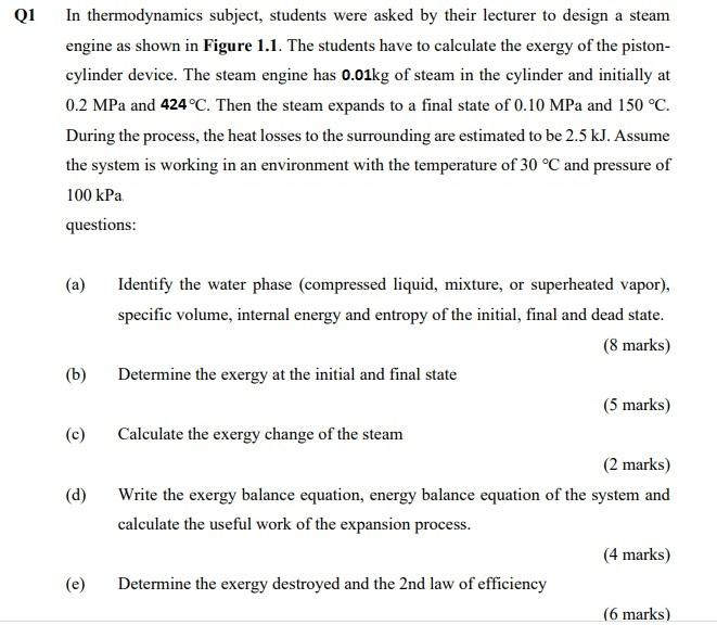 Solved Q1 In thermodynamics subject, students were asked by | Chegg.com