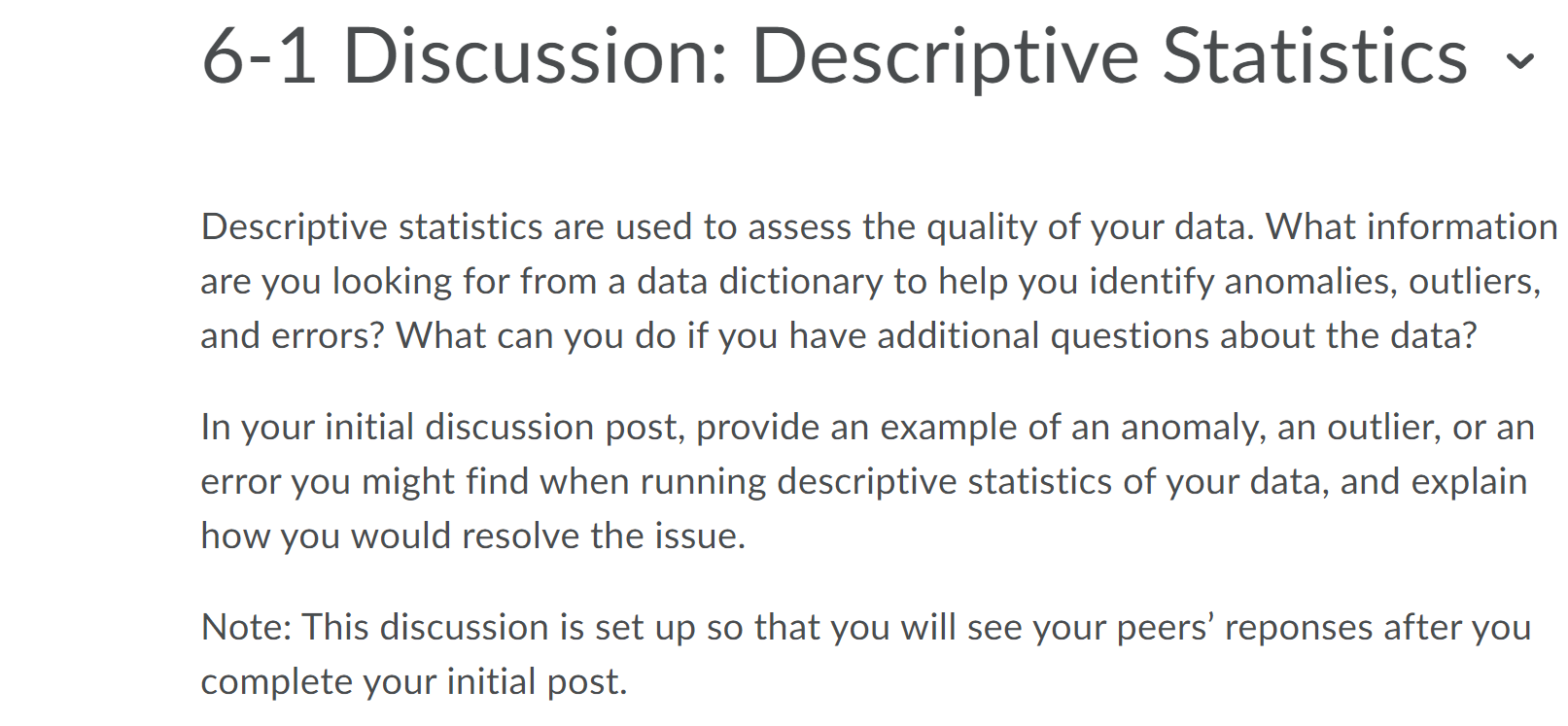Solved 6-1 Discussion: Descriptive Statistics Descriptive | Chegg.com