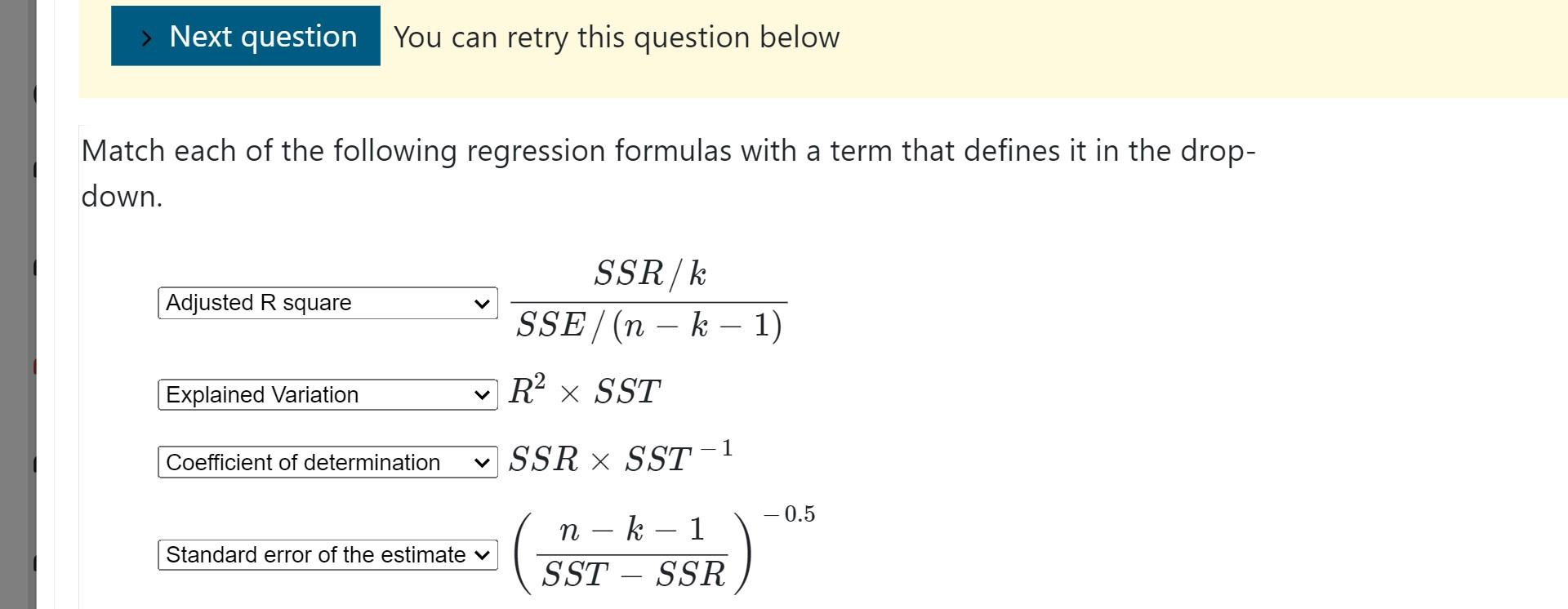 Solved You can retry this question below Match each of the | Chegg.com