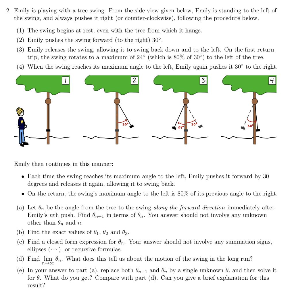 Solved Emily is playing with a tree swing. From the side | Chegg.com