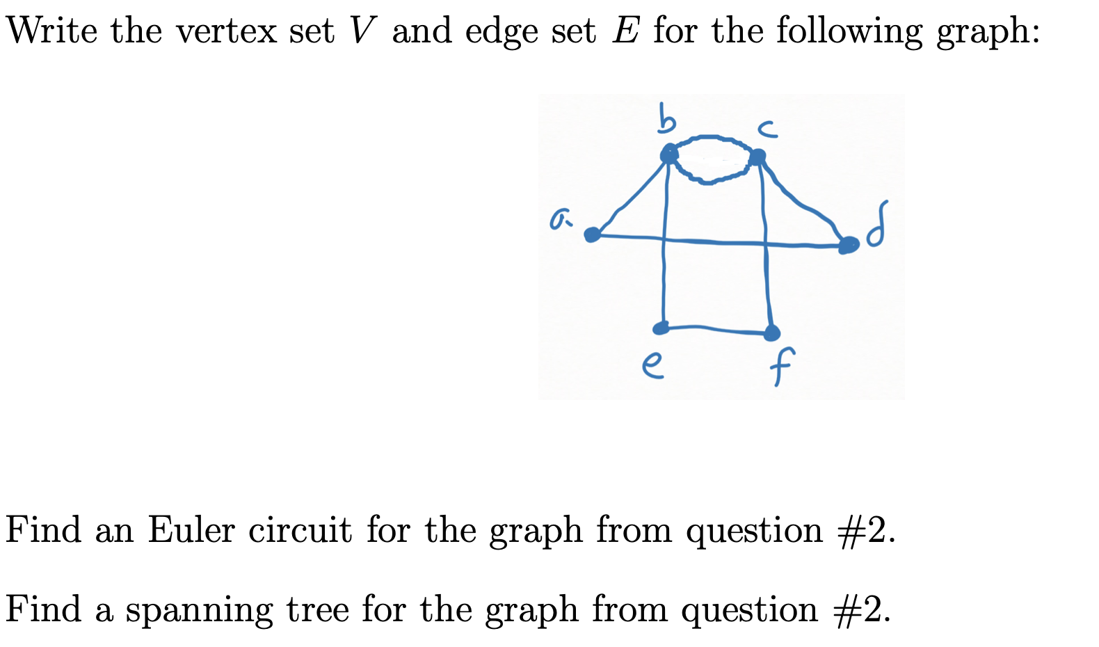 Solved Write the vertex set V and edge set E for the | Chegg.com