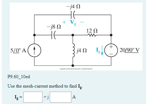 Solved Use the mesh-current method to find Ig. Ig=+jA | Chegg.com