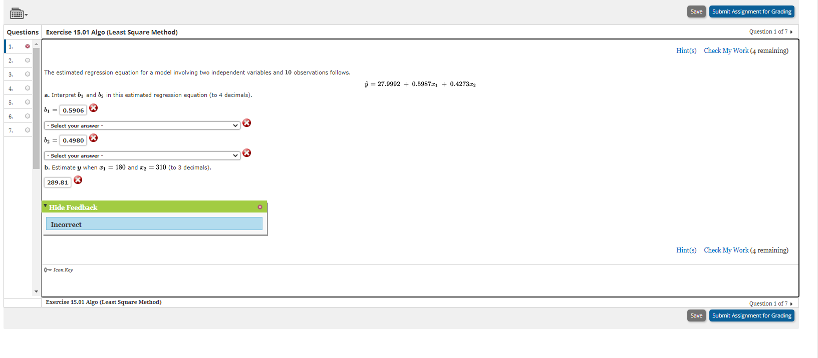 Solved Save Submit Assignment for Grading Questions Exercise | Chegg.com