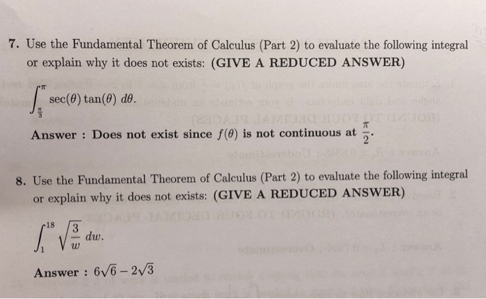 Solved 7. Use the Fundamental Theorem of Calculus (Part 2) | Chegg.com