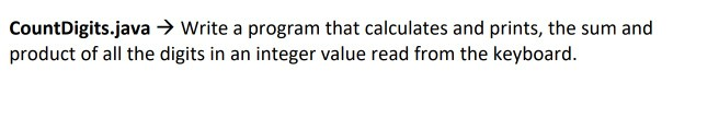 Solved CountDigits.java Write a program that calculates and | Chegg.com