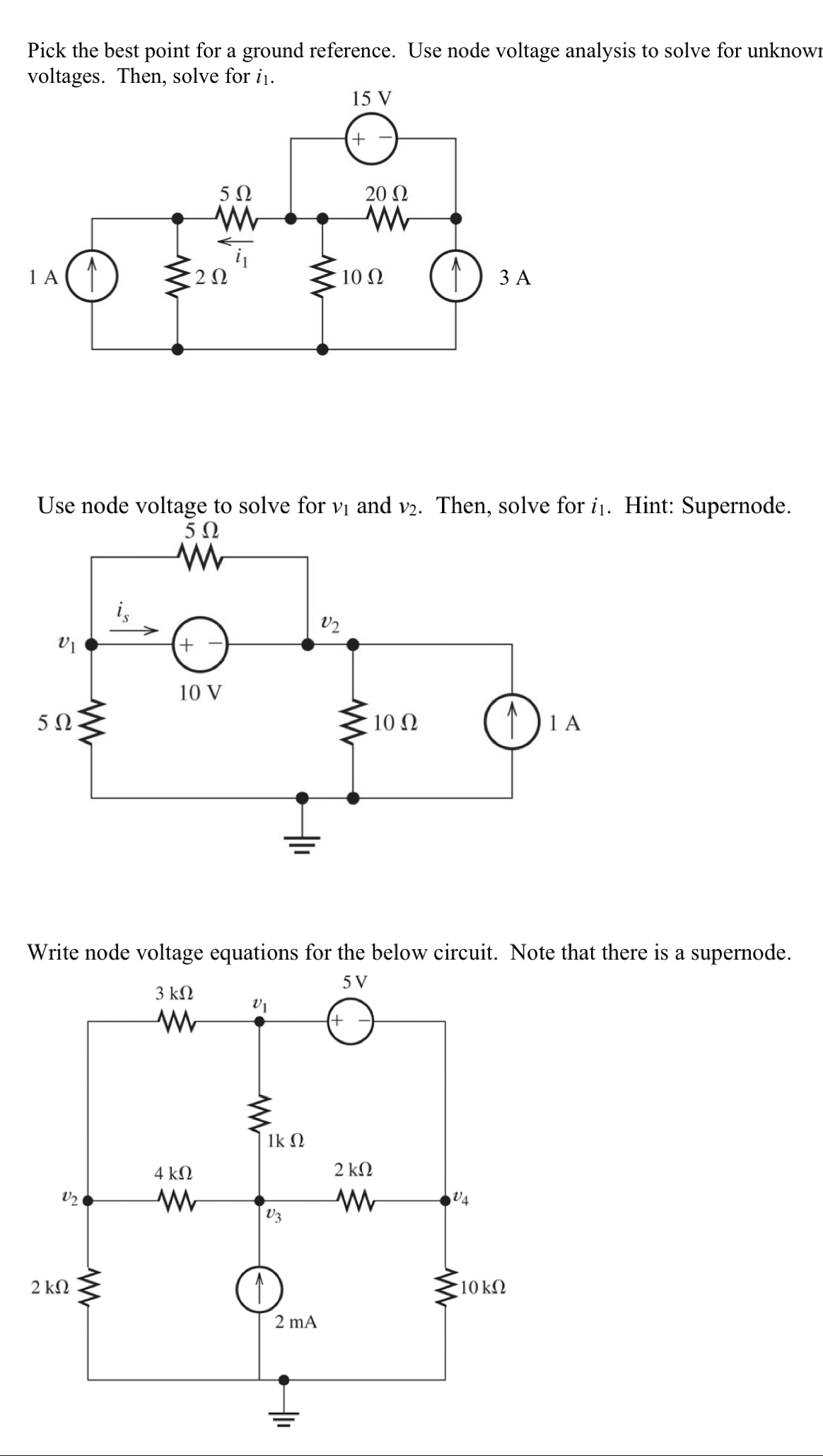 Solved Pick the best point for a ground reference. Use node | Chegg.com