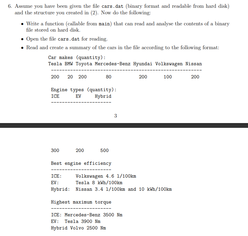 Solved 6. Assume you have been given the file cars dat | Chegg.com