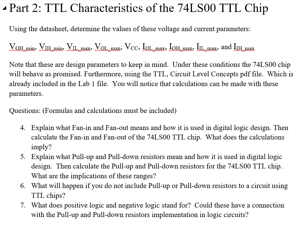 Part 1: Getting Familiarized with the 74LSOO TTL Chip | Chegg.com