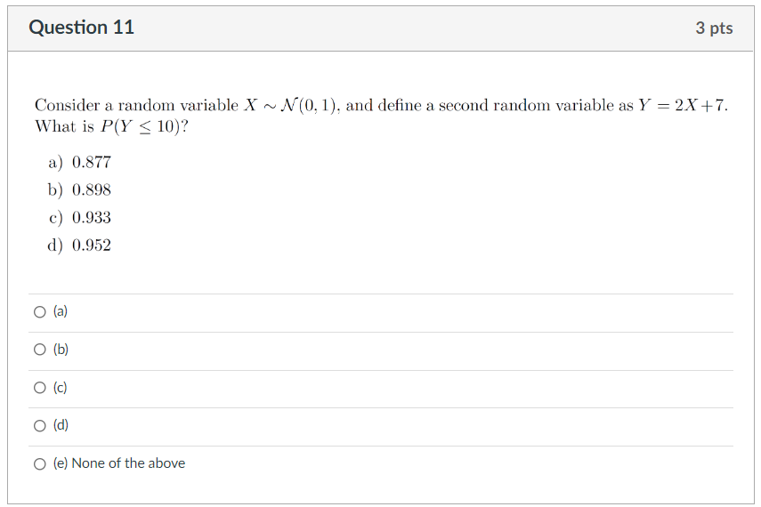 Solved Consider a random variable X∼N(0,1), and define a | Chegg.com