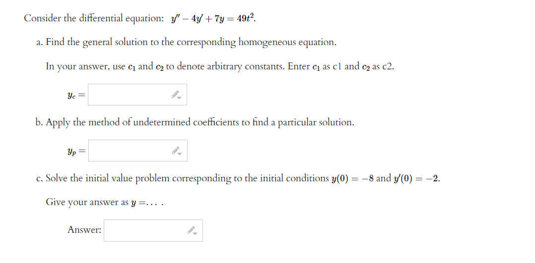 Solved Consider the differential equation: | Chegg.com