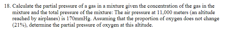 Solved 18. Calculate the partial pressure of a gas in a | Chegg.com