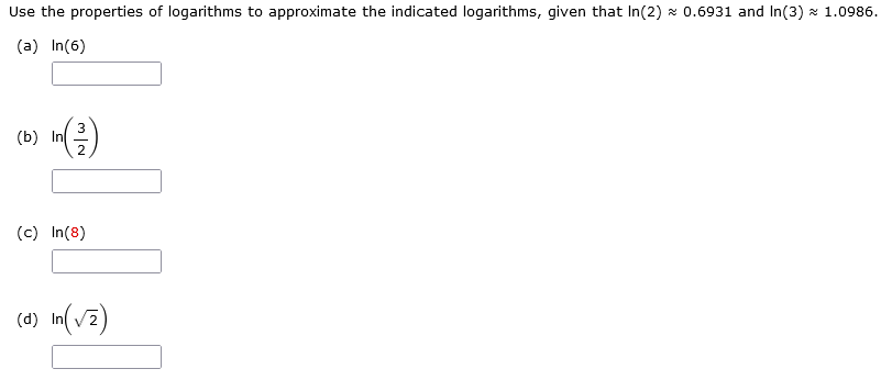 Solved Use the properties of logarithms to approximate the | Chegg.com